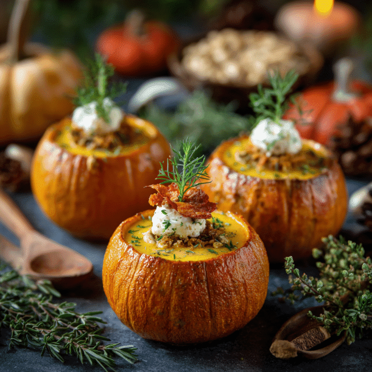 Pumpkin Soup Served in Mini Pumpkins: Stunning Fall Recipe
